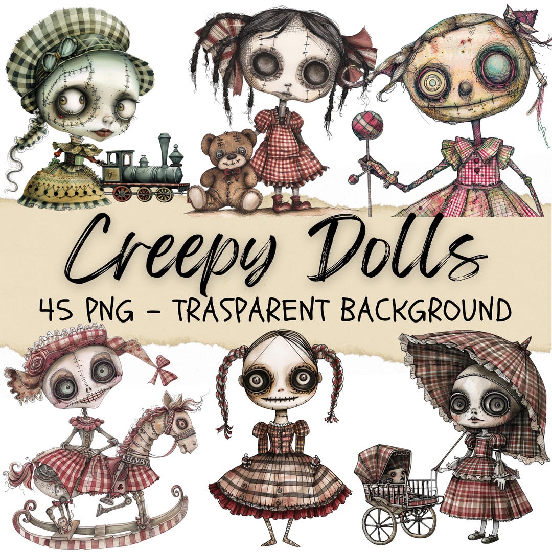 Creepy Dolls Clipart, Gothic Halloween Stickers (digital Download) - Etsy