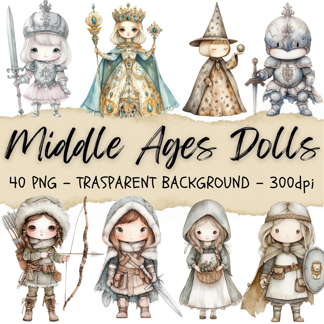 40 Viking Doll Clipart, Jester Doll, Medieval Clipart, Princess Artwork ...