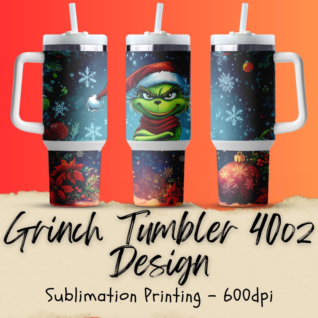 Grinch Christmas 40oz Tumbler, 40oz Quencher Tumbler Wrap, Hot and Cold ...