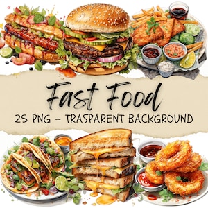 25 Fast Food Clipart, Foodie Clipart, Hamburger Png, Pizza, Burger ...