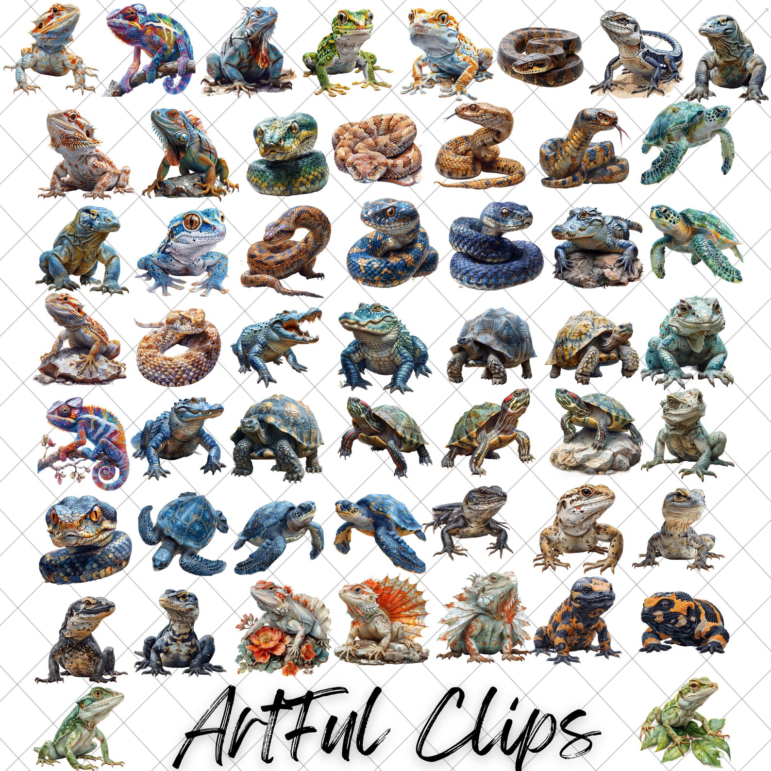 52 Reptiles Clipart, Reptile Png, Alligator Crocodile Snake Turtle Frog ...