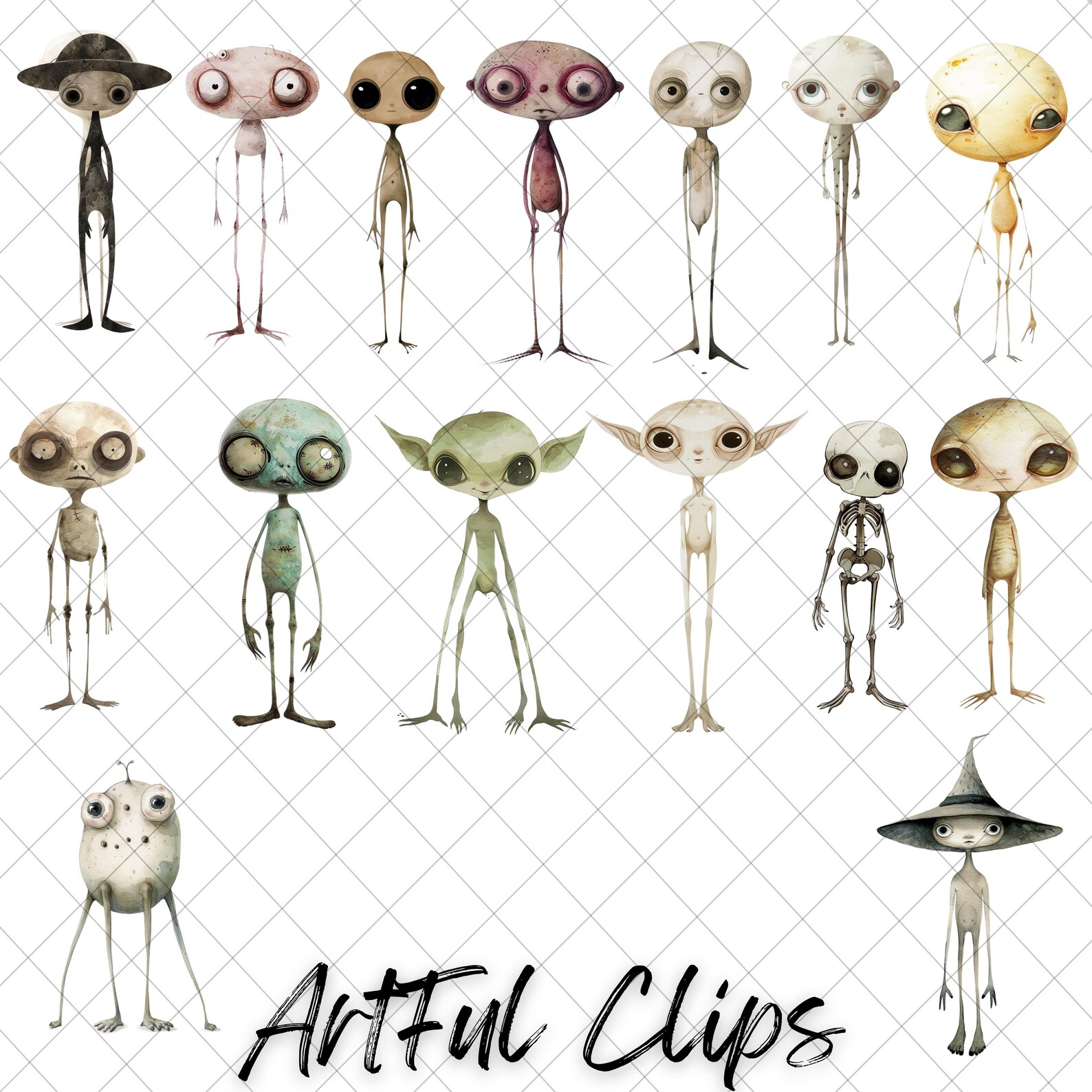 16 Monster Clipart, Alien Clipart, Cute Monsters, Halloween Clip Art ...