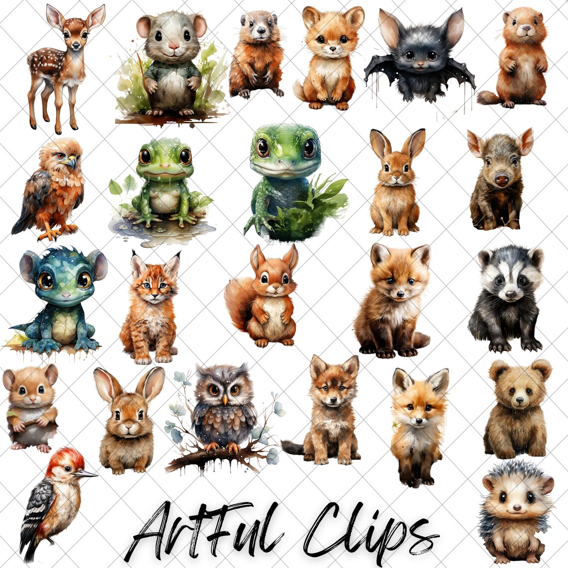 24 Woodland Animals Png, Forest Animal Clipart, Bear Owl Bird Fox Snake ...