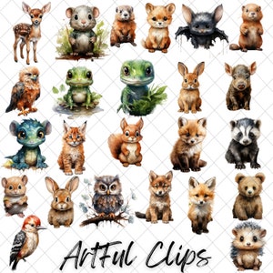 24 Woodland Animals Png, Forest Animal Clipart, Bear Owl Bird Fox Snake ...