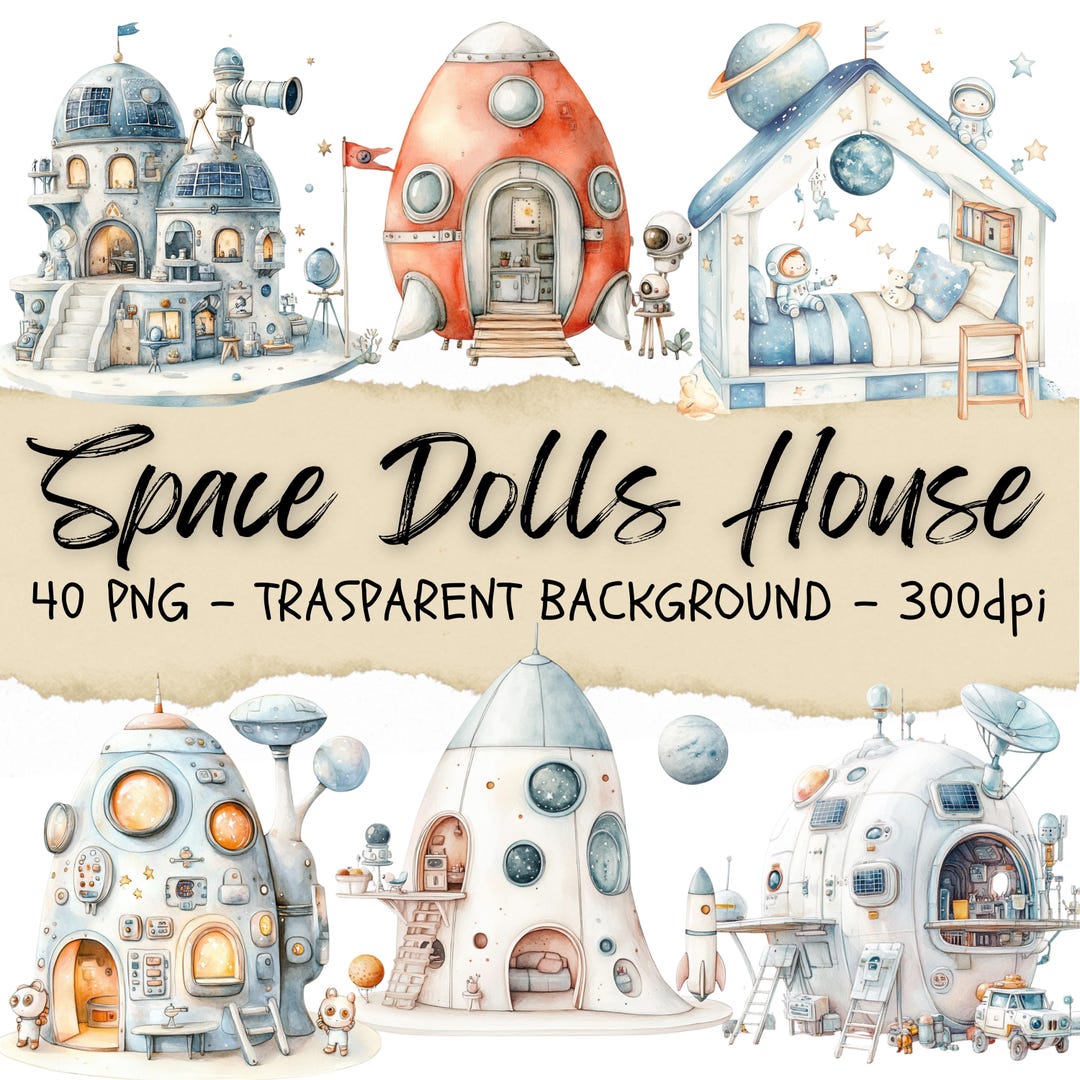 40 Space Doll House Clipart, Cosmic Doll, Galaxy House, Futuristic ...