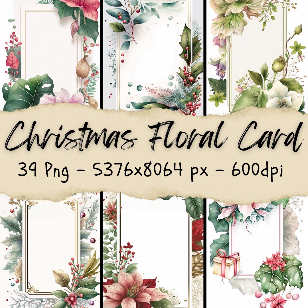 39 Watercolor Christmas Floral Card Templates (digital Download) - Etsy