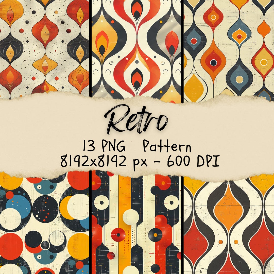13 Retro Pattern, Retro Wallpaper Wrapping Paper, Repeating Vintage ...