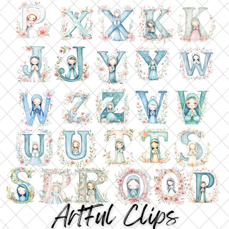 52 Cute Virgin Mary Alphabet, Mother Mary Png, Christian Artwork ...