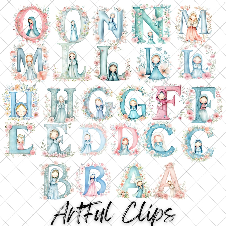 52 Cute Virgin Mary Alphabet, Mother Mary Png, Christian Artwork ...