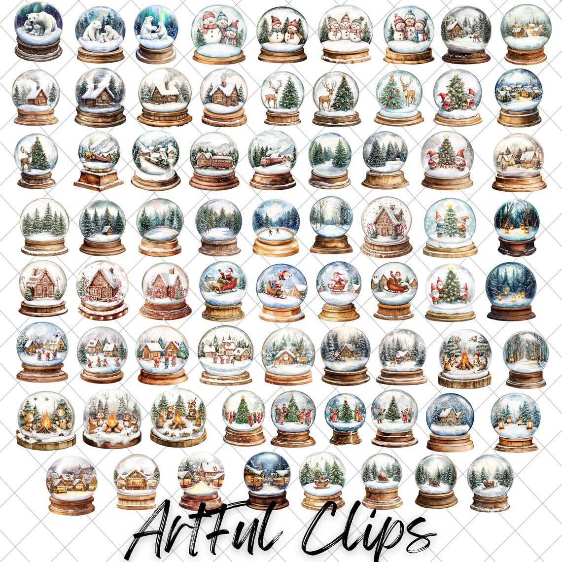 Christmas Snowglobe Clipart, Winter Holiday Art (72 PNG) - Etsy
