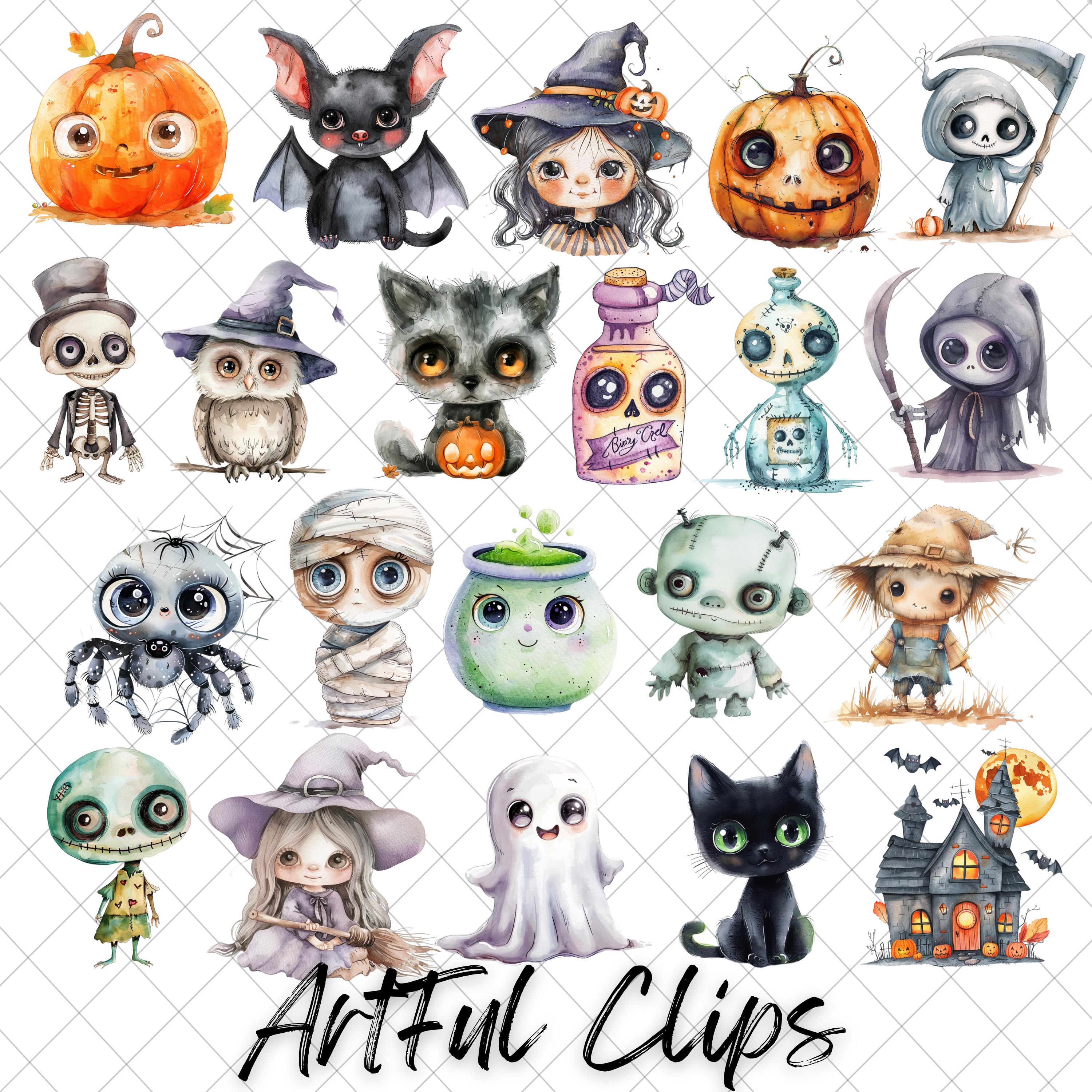 21 Halloween Clipart, Happy Halloween Clipart, Bat, Pumpkin, Ghost ...