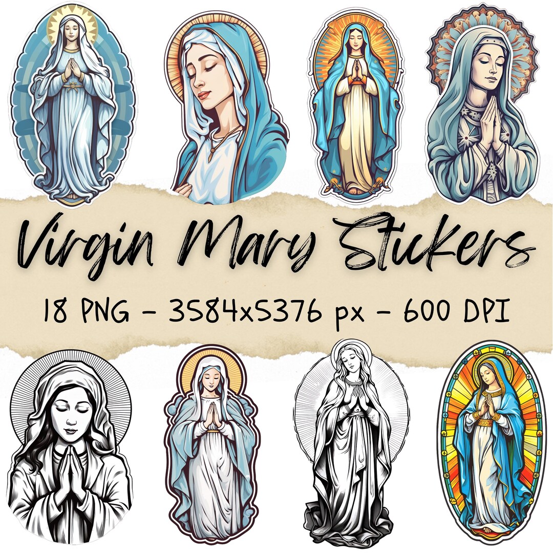 Virgin Mary Watercolor Clipart, Christian PNG, Prayer Stickers (digital ...