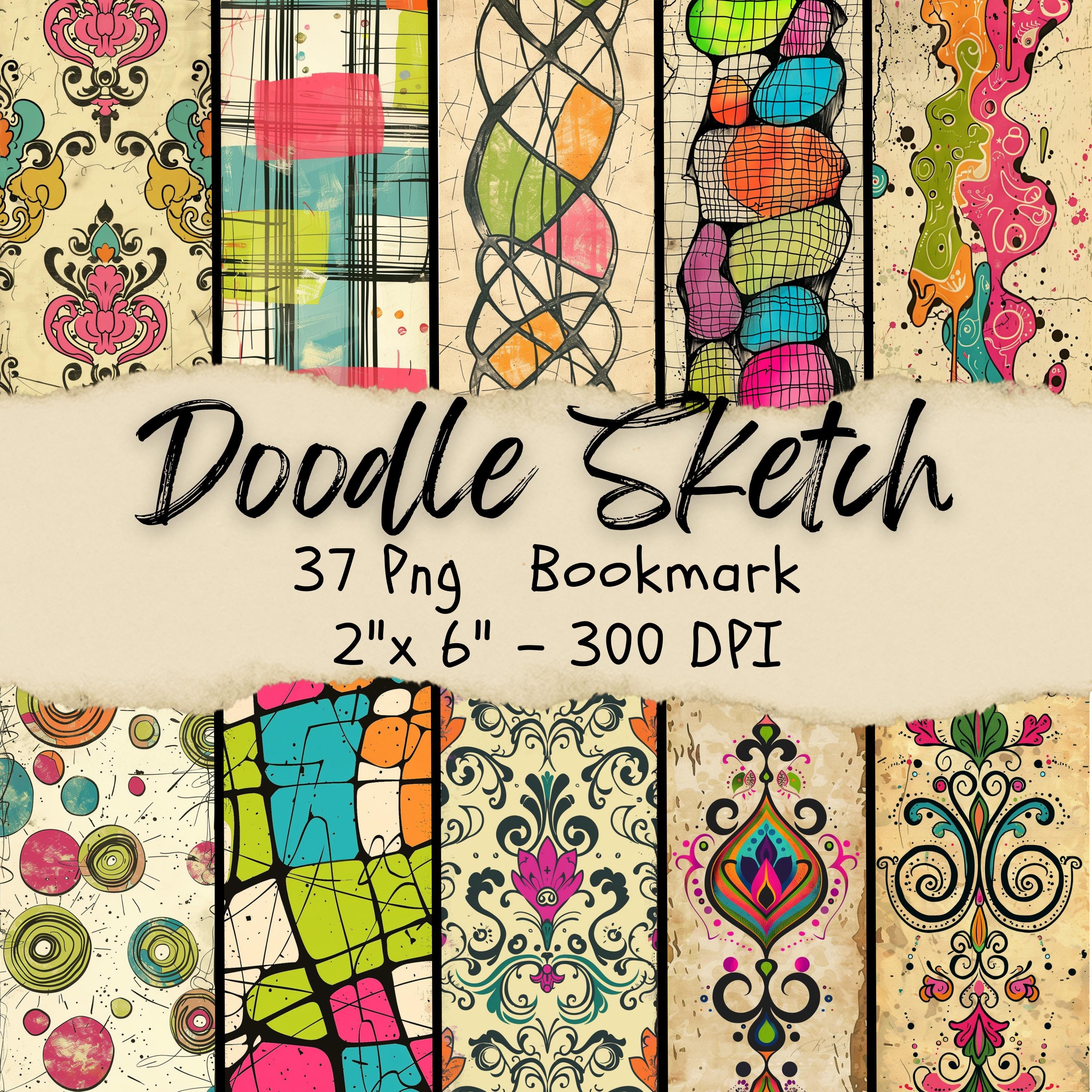 37 Doodle Ephemera Bookmark Png, Retro Whimsical Sketch Bookmark ...