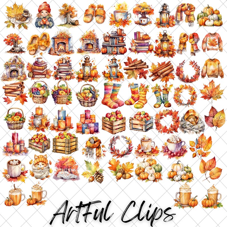 65 Autumn Clipart, Floral Png, Fall Foliage Clipart, Autumn Leaves ...