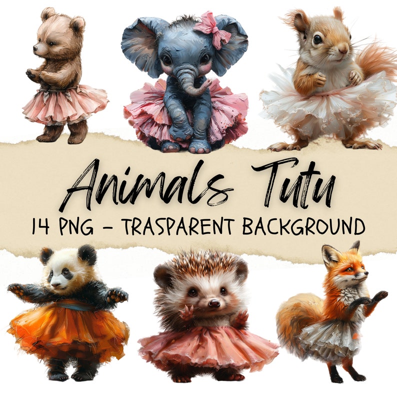 14 Cute Animals Tutu Clipart, Cute Animals Dancer Clipart, Bear Monkey ...