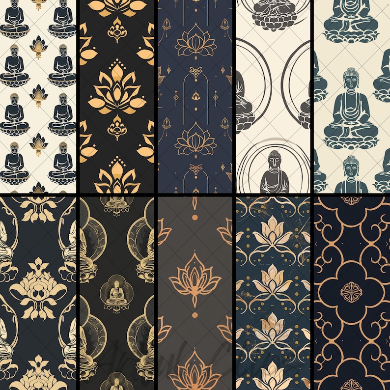 Buddhist Lotus Pattern, Art Fabric, Repeating Style (digital Download ...