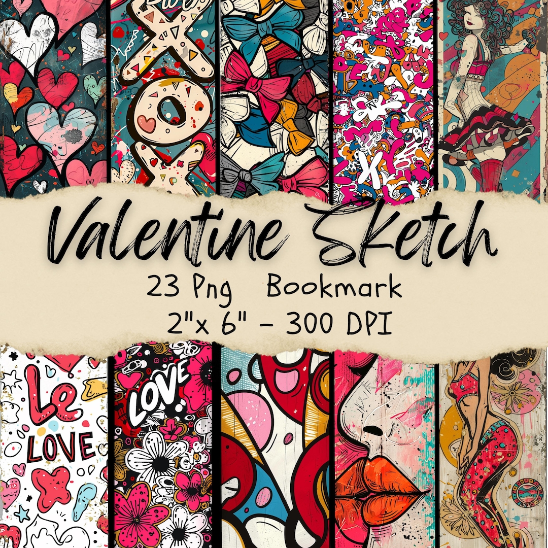 23 Valentine Sketch Bookmark Png, Love Sketch Bookmark, Aesthetic ...
