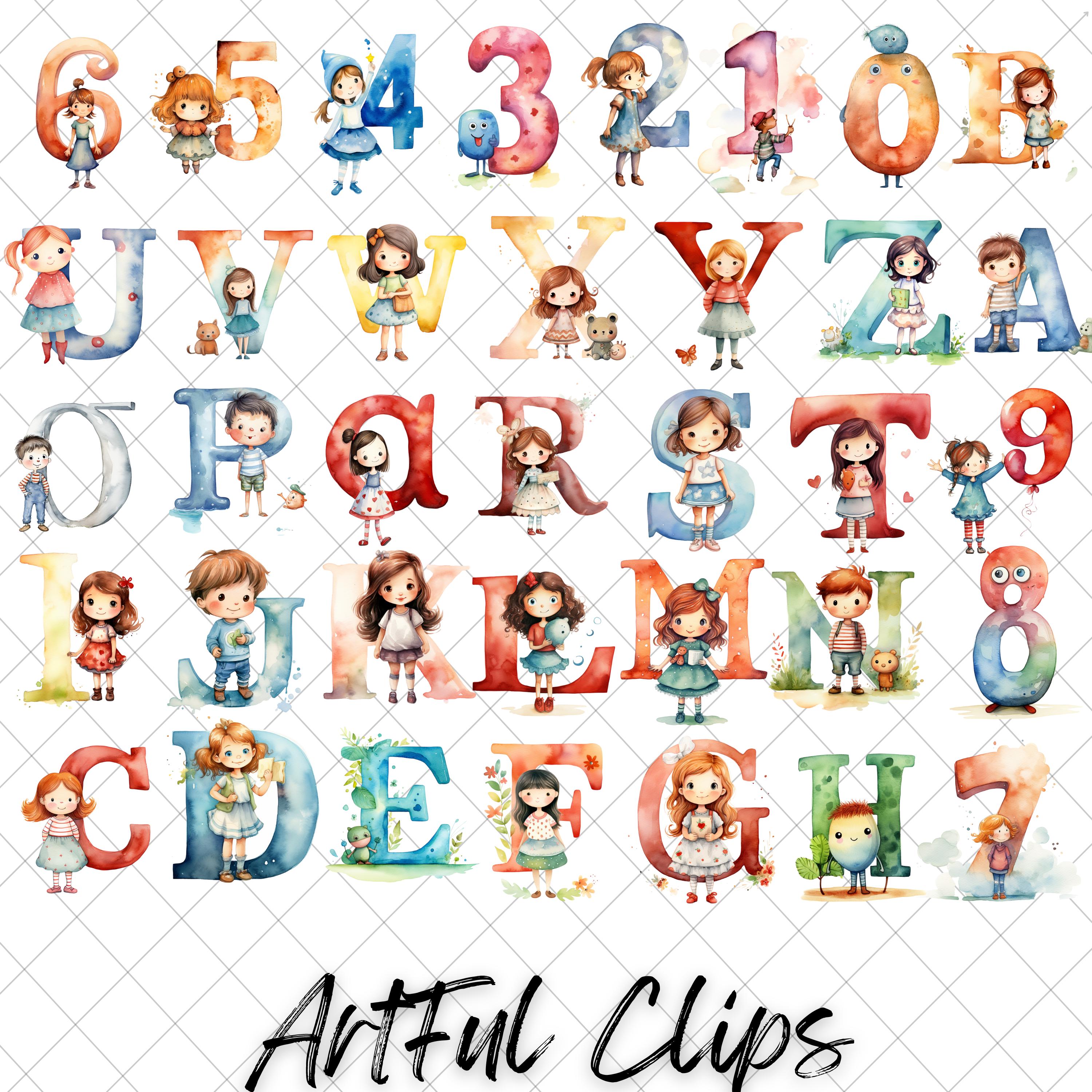 36 Childrens Alphabet Letters Clipart, Font Kids Clipart, Abc Clip Art ...