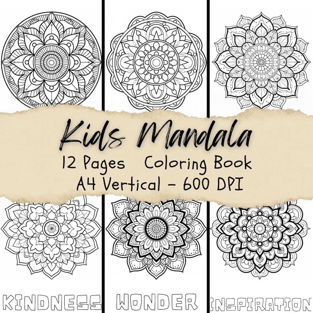 12 Kids Mandala Colouring Book, Coloring Sheets, Kids Coloring Book ...
