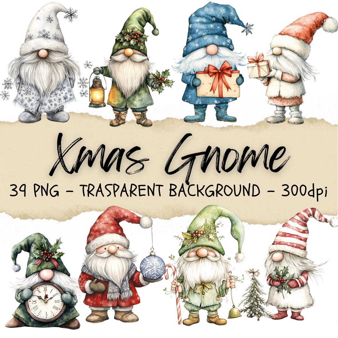 39 Christmas Gnome Clipart, Winter Gnome Clipart, Fantastic Creature ...