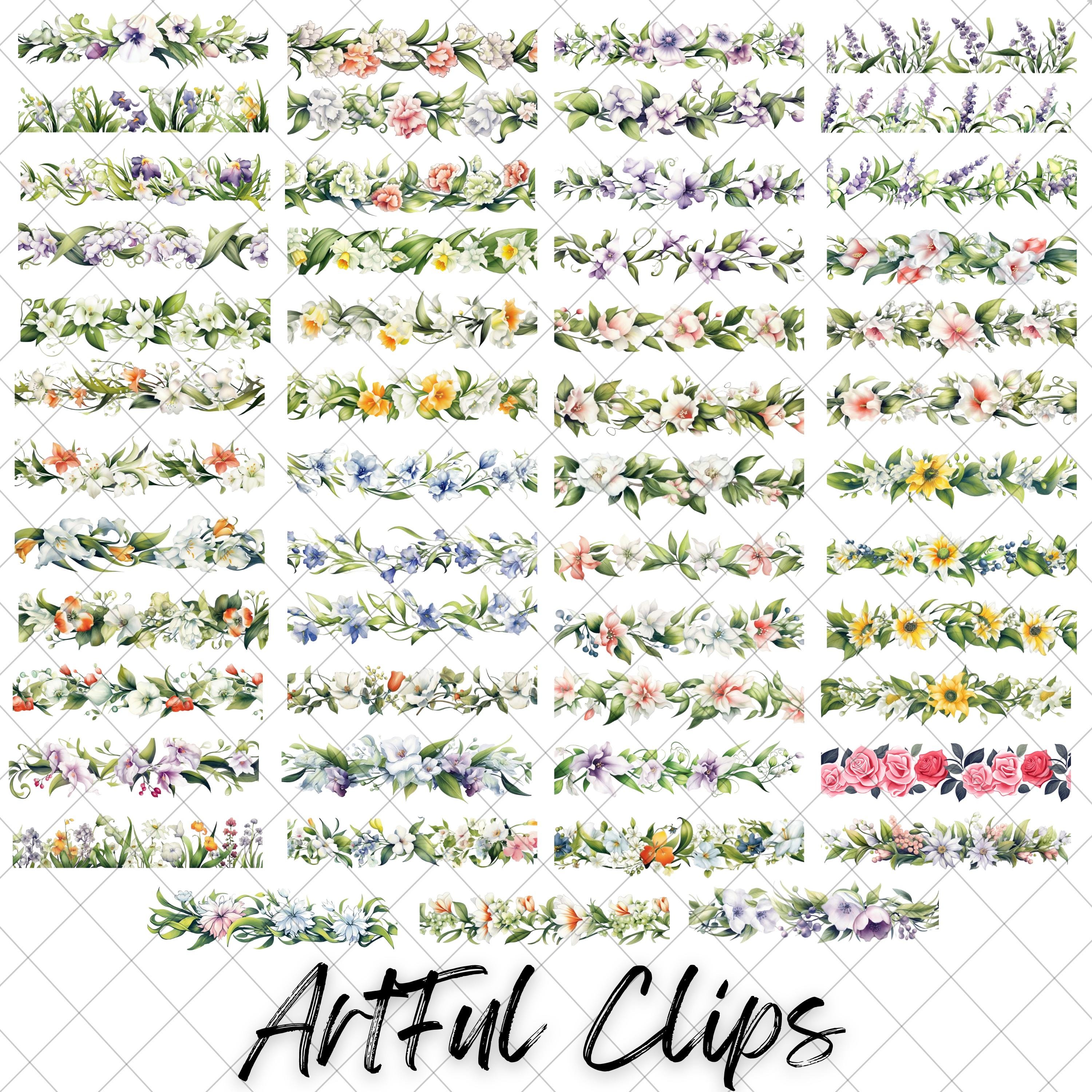 51 Flower Border Clipart, Floral Border Clipart, Spring Botanicals ...