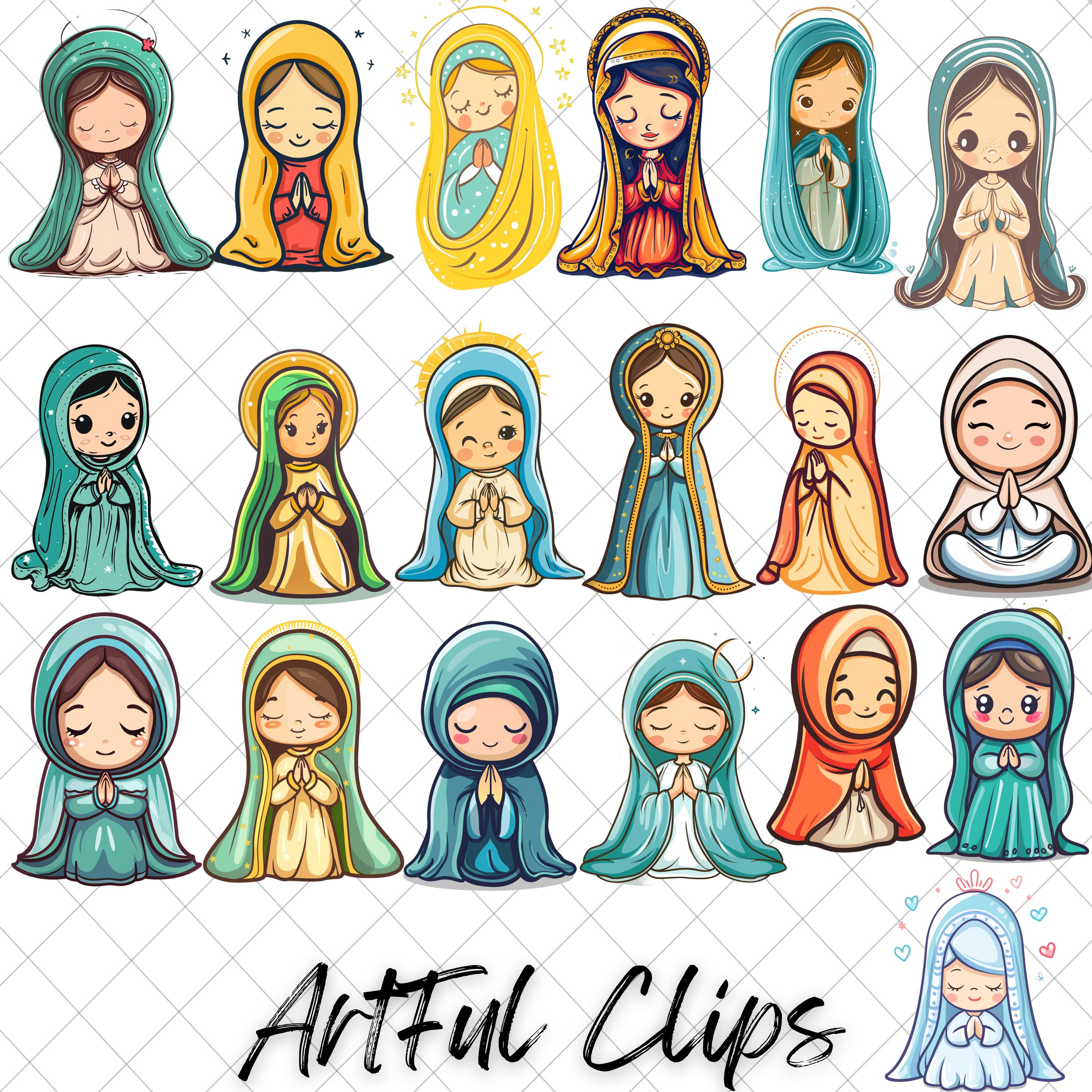 Cute Virgin Mary Clipart, Christian Digital Art (19 PNG) - Etsy