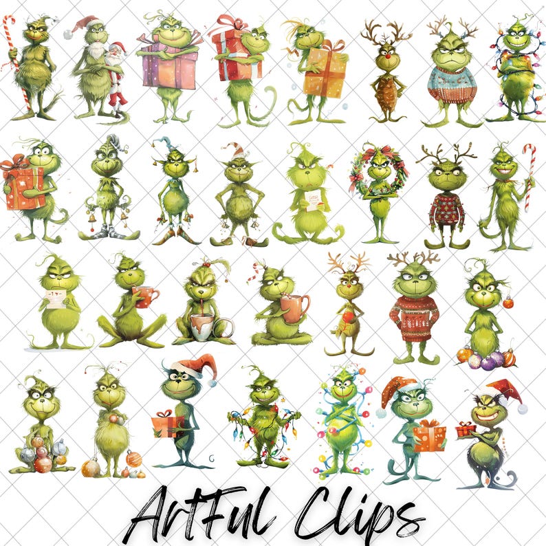 30 Grinch Clipart, Grinch Clip Art, Santa Claus, Christmas Clipart ...