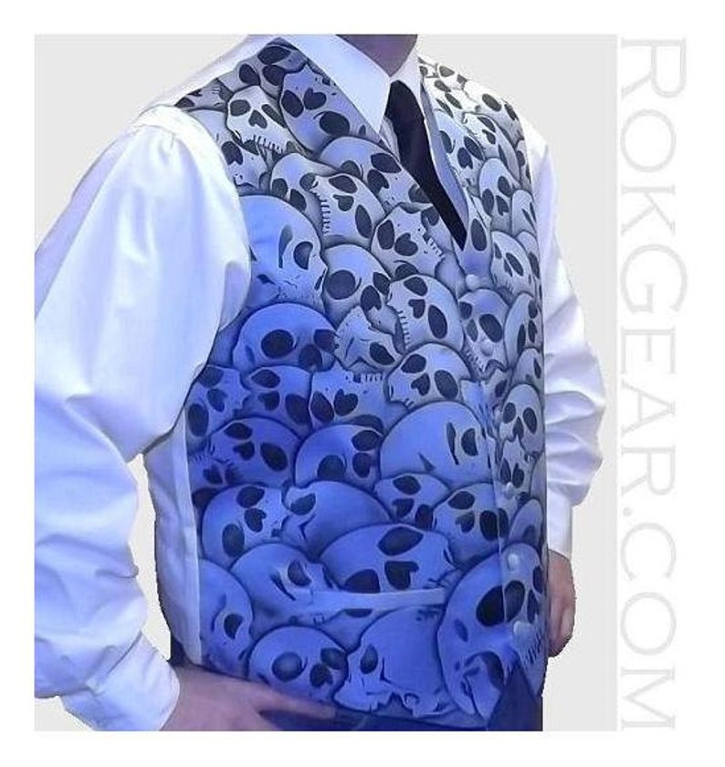 Rokgear Skull Design Men's Formal Vest Custom Skull Vest | Etsy