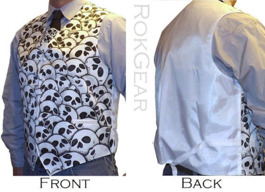 Skull Vest and Matching Skull Necktie Many Color Available Made to ...