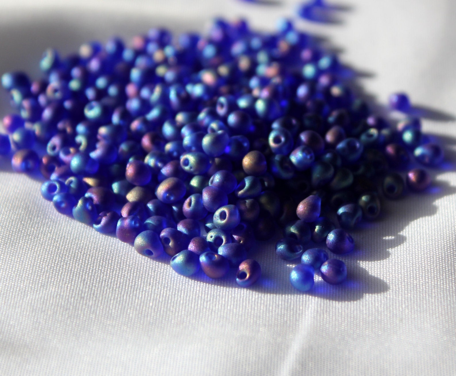 3.4 Drop Matte Cobalt AB, Miyuki Fringe Bead, 10 Gram Bag, Color # DP ...