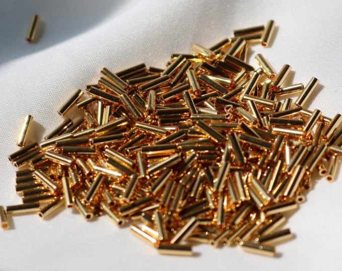 6mm Miyuki Bugle or Fringe Bead, 24k Gold Plated, 5 Gram Bag, Color ...
