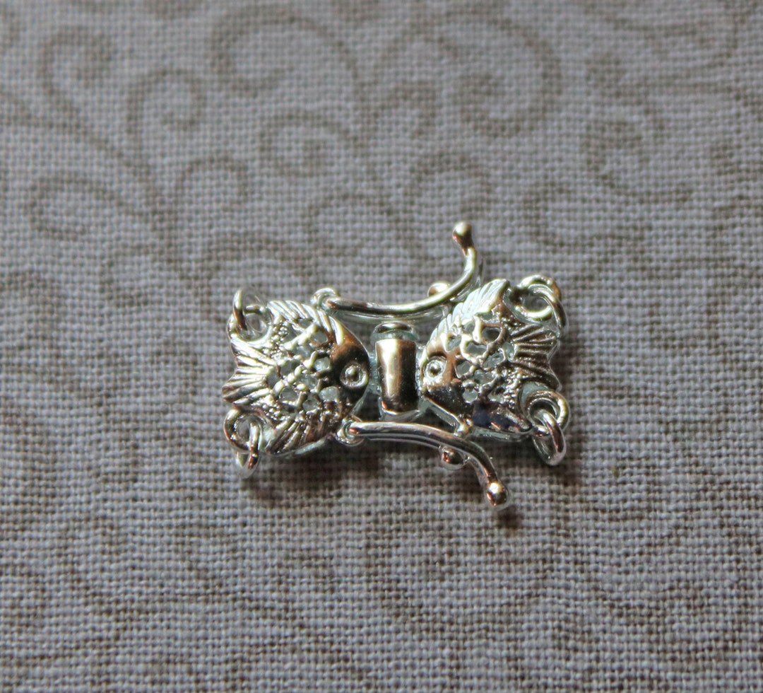 1 Bright Sterling 2 Strand Butterfly Box Clasp ANGEL FISH Clasp 8.7mm ...