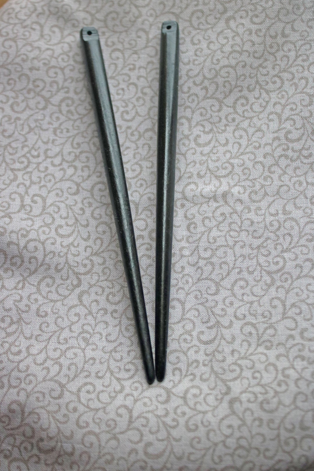 1 Set of Carved Bone Hair Sticks, 6 Inch's Long, Black and 2 Holes at ...