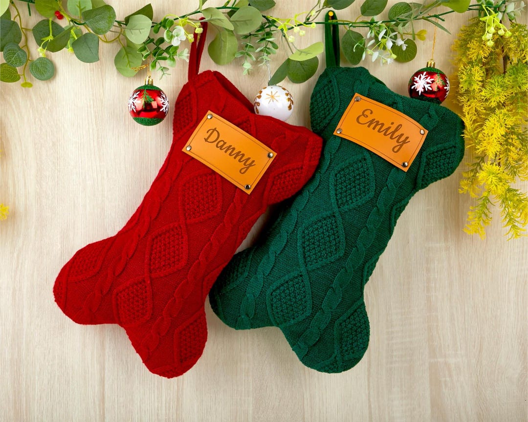 Custom Christmas Stockings,personalized Leather Patch Stockings With ...