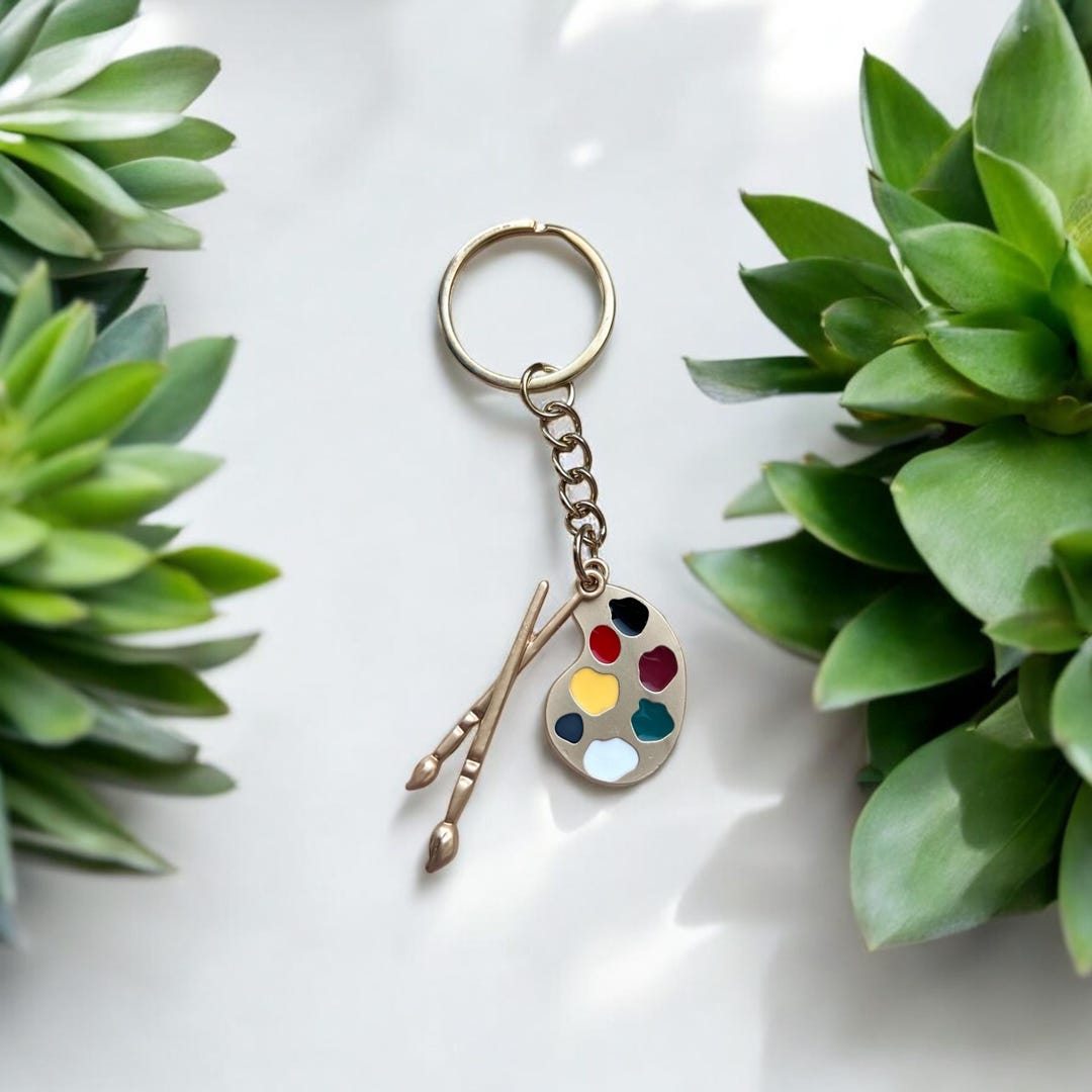 Paint Brush and Palette Keychain | Artist Keychain | Creative Gift ...