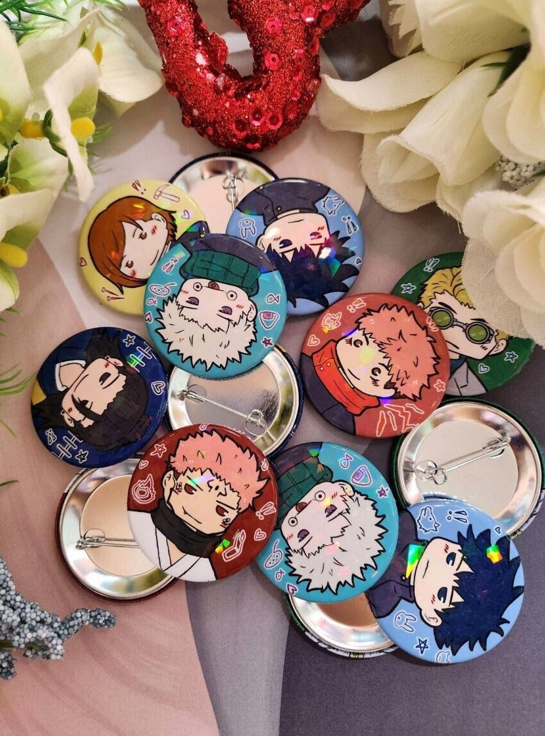 Jujutsu Kaisen Chibi Buttons - Etsy