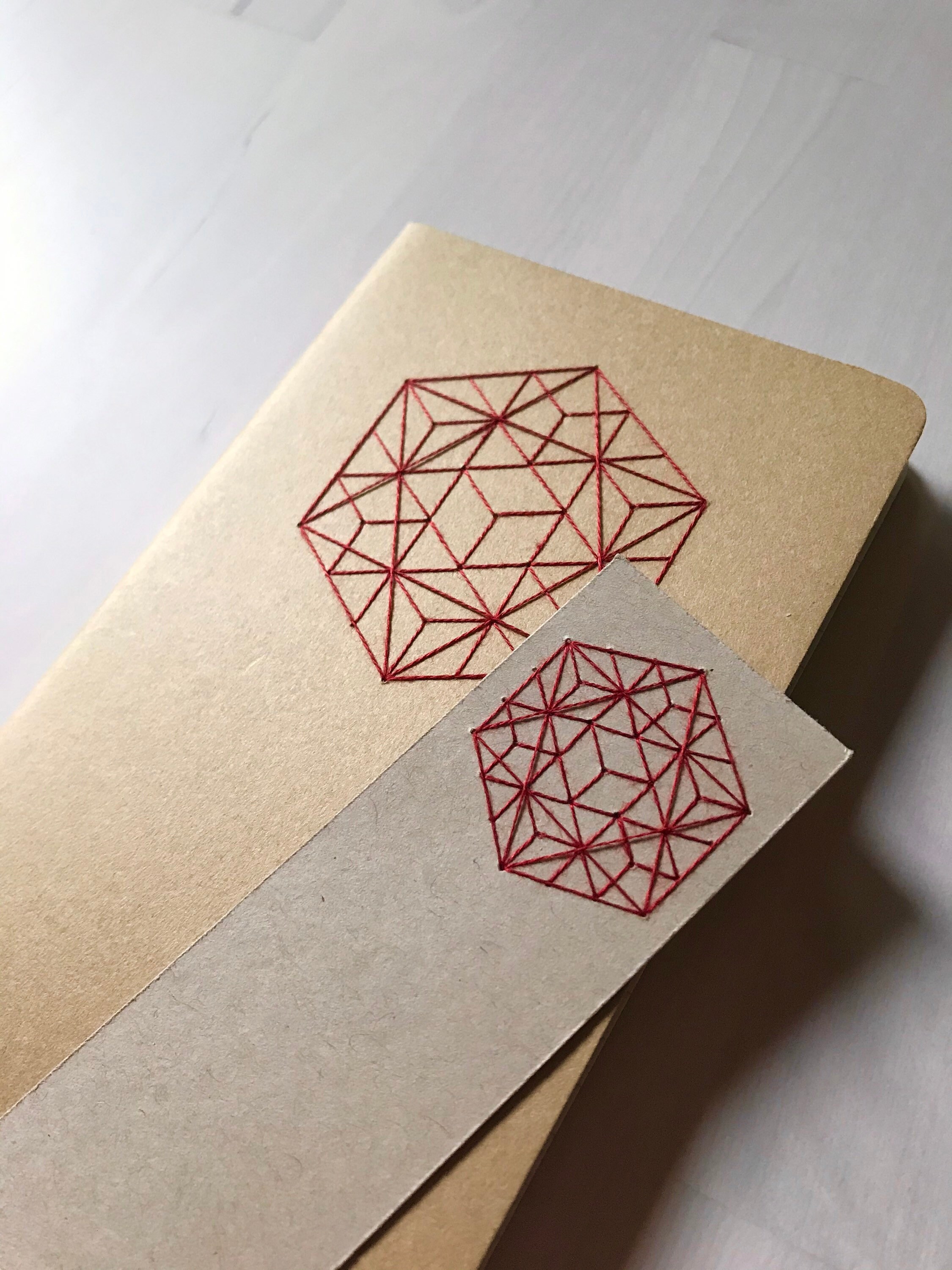 Hand-embroidered Pocket Notebook & Bookmark Beige Matching Set Sacred ...