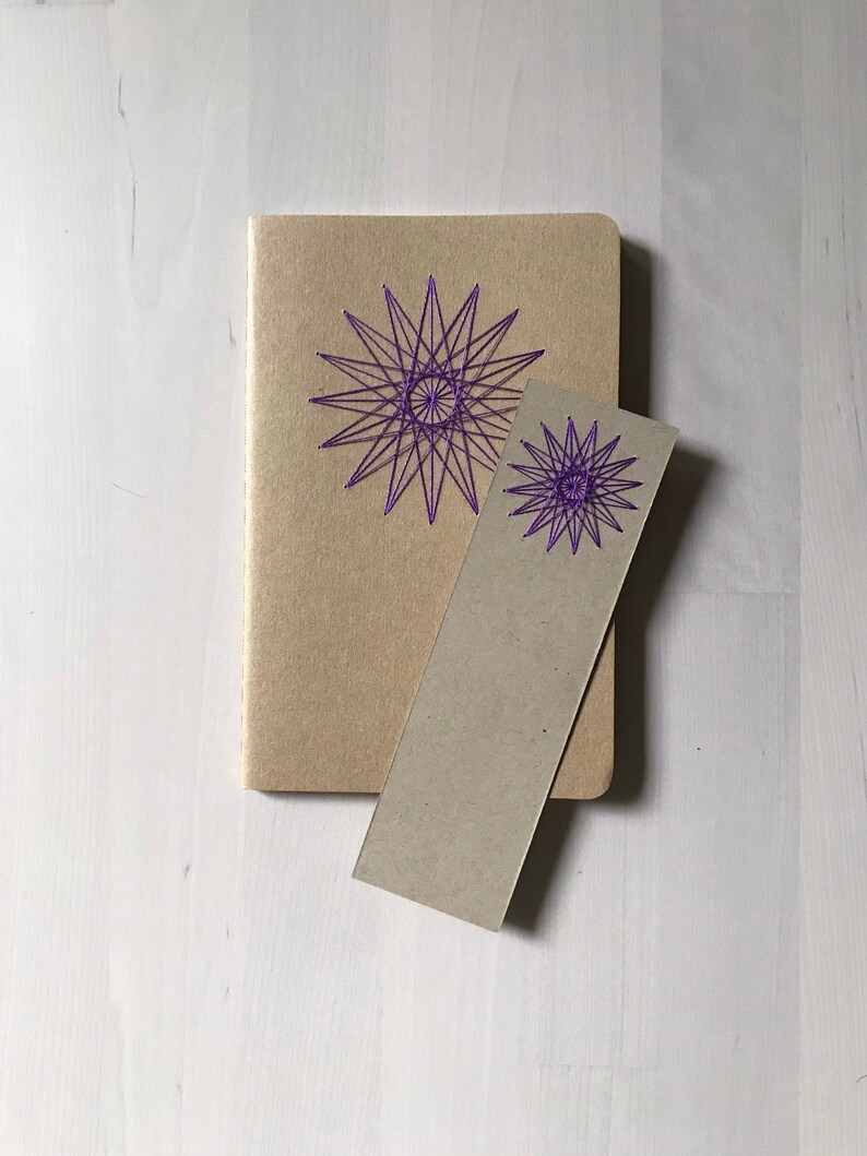 Hand-embroidered Pocket Notebook & Bookmark Matching Set - Etsy