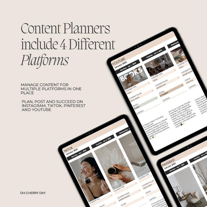 Social Media Content Calendar: Google Sheets Planner (digital Download ...