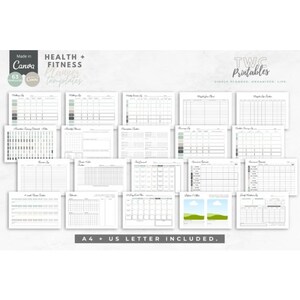 Health & Fitness Planner Canva Templates - Etsy
