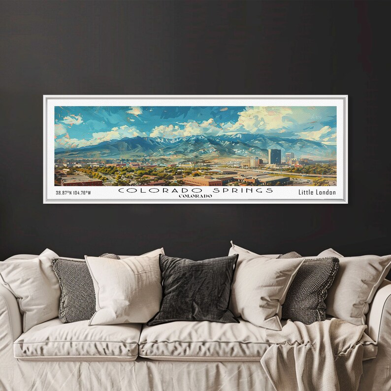 Mountain Landscape Print: Colorado Springs Watercolor (framed Canvas ...