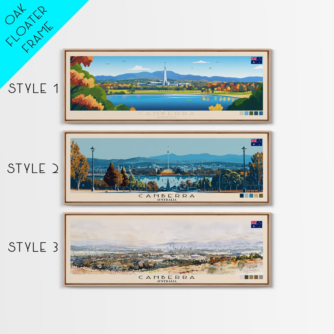 Canberra Wall Art: Panoramic Canvas - Travel Poster Style - Etsy