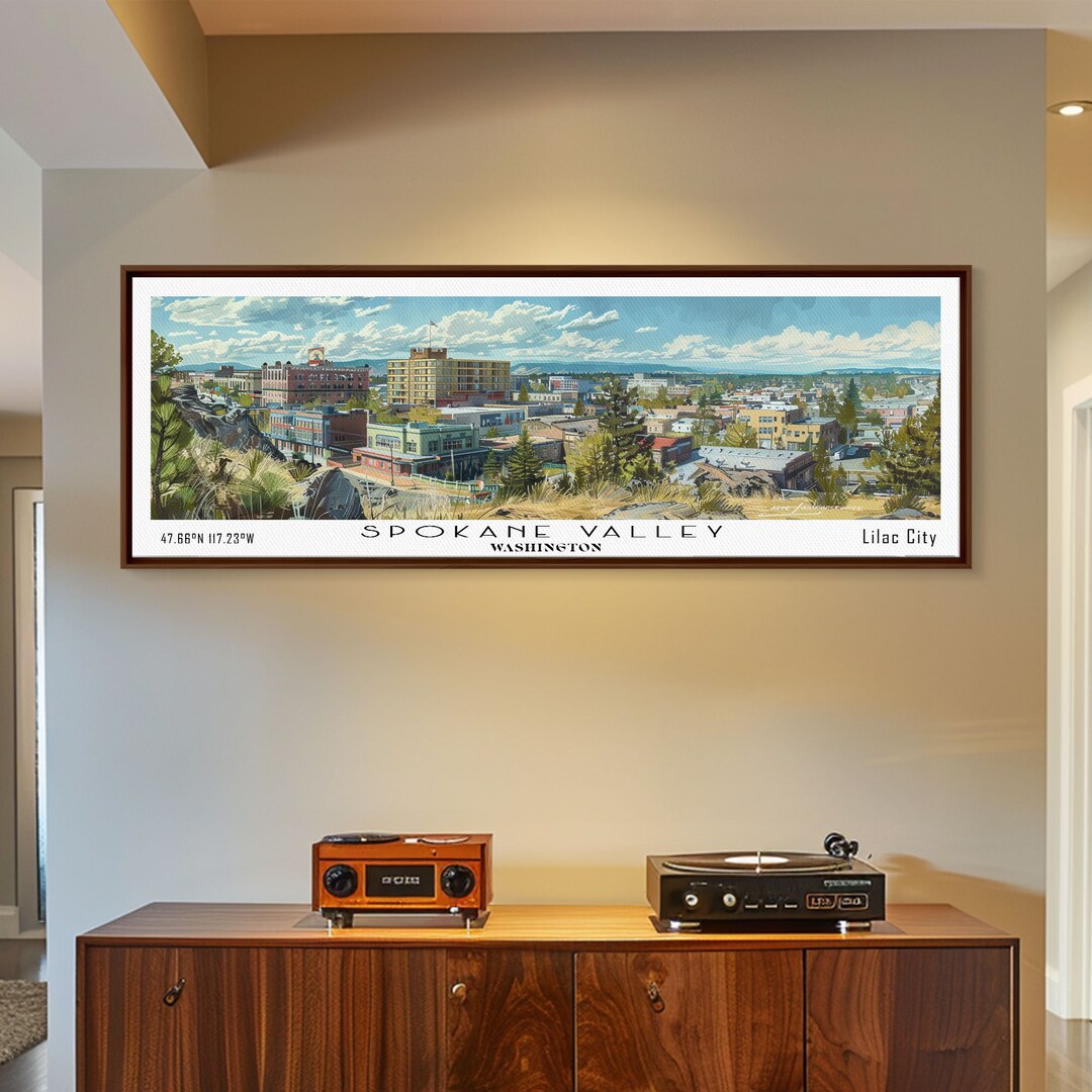 Spokane Valley Washington Travel Poster, Framed Canvas Print, Wall Art ...