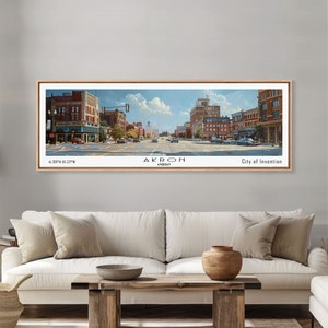 Akron Ohio Watercolor Canvas Print, Panoramic Cityscape (unframed) - Etsy