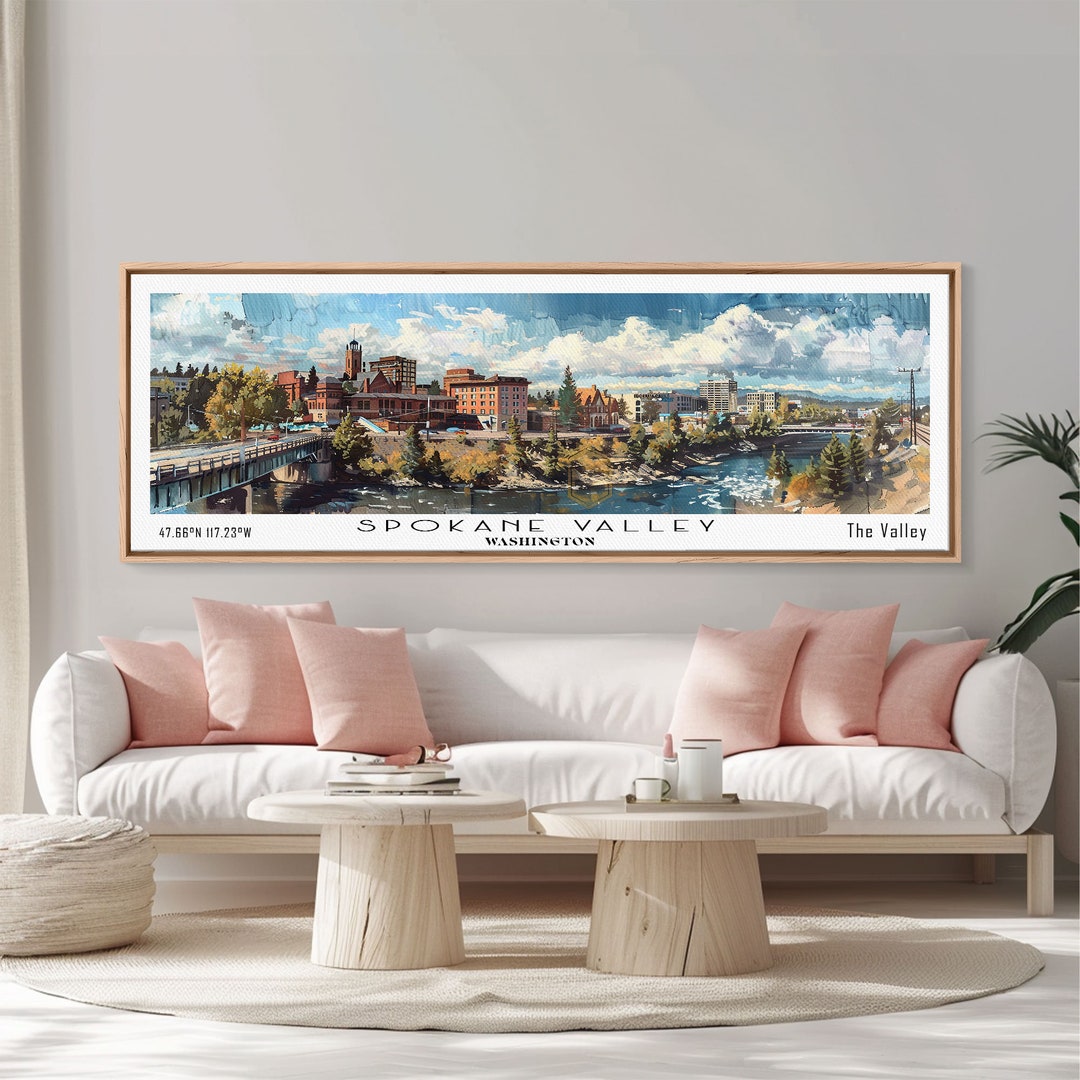 Spokane Valley Travel Poster: Vintage Style Framed Canvas Art - Etsy