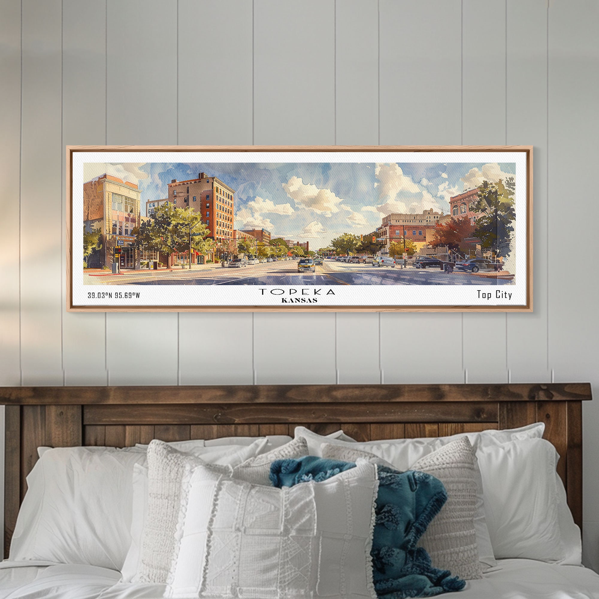 Topeka Kansas Travel Poster - Vintage Panoramic Canvas Print - Etsy