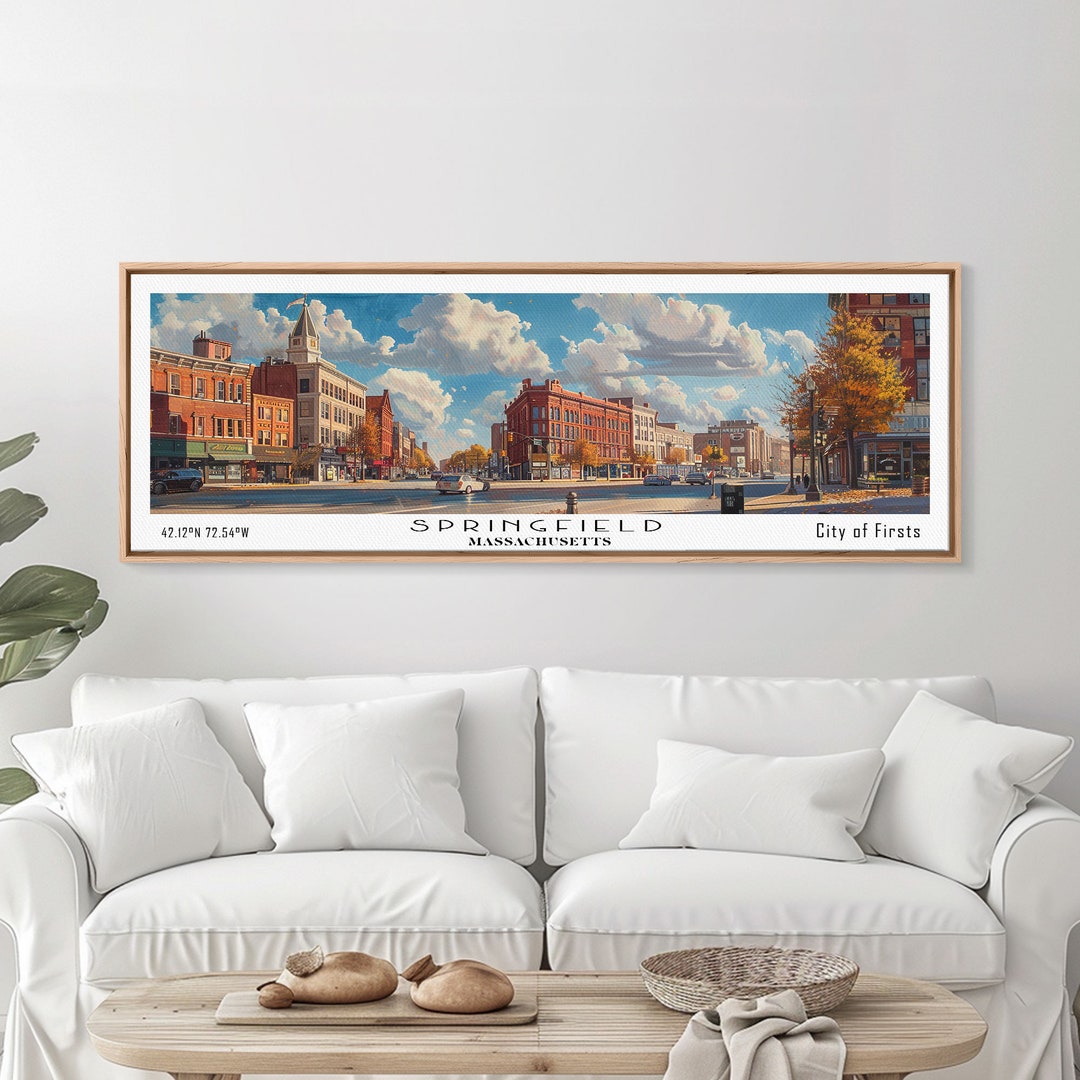 Springfield Massachusetts Travel Poster, Framed Canvas Print, Wall Art ...