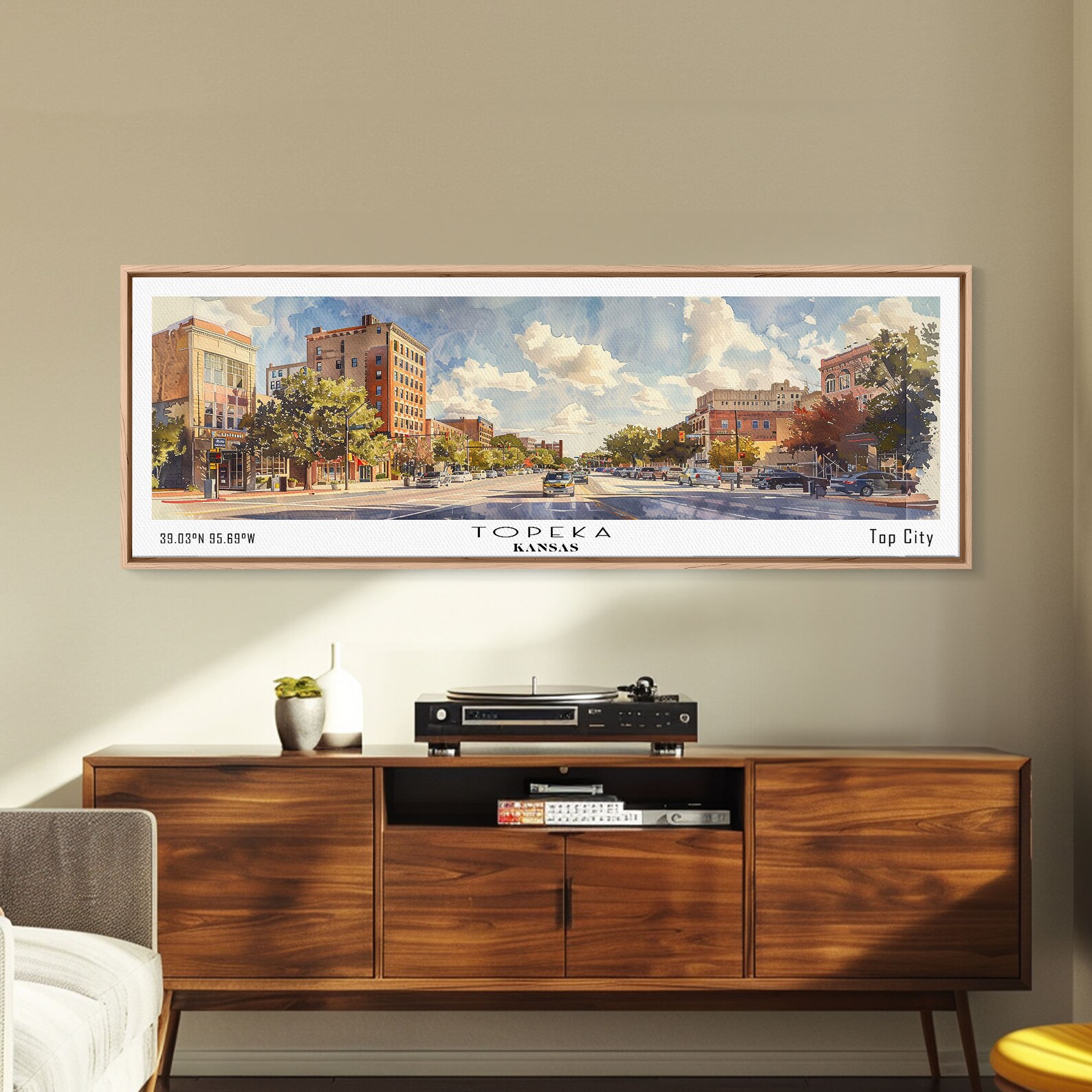 Topeka Kansas Travel Poster - Vintage Panoramic Canvas Print - Etsy