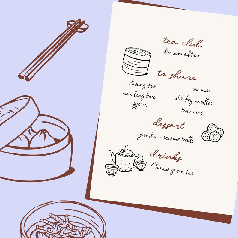 30 Hand-drawn Dim Sum Clipart PNG SVG • Hong Kong Chinese Food ...
