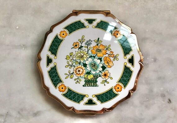 Stratton Floral Basket Powder Compact - Gem